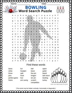 Bowling Word Search Puzzle [fun, free printable] - Puzzletainment ...