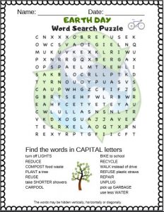 Earth Day Word Search Puzzle for Kids [free printable] - Puzzletainment ...
