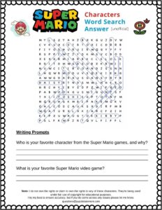 Super Mario word search printable puzzle - unofficial [free PDF ...
