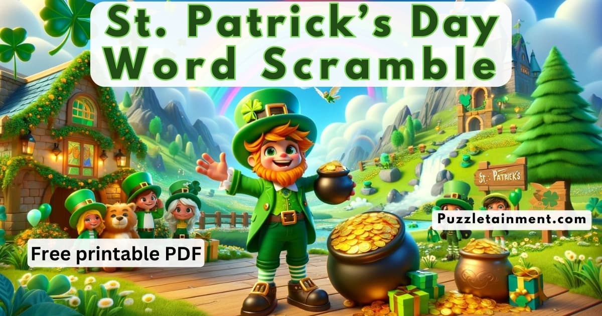 St. Patrick's Day Word Scramble (free printable for Grades 3-6 ...
