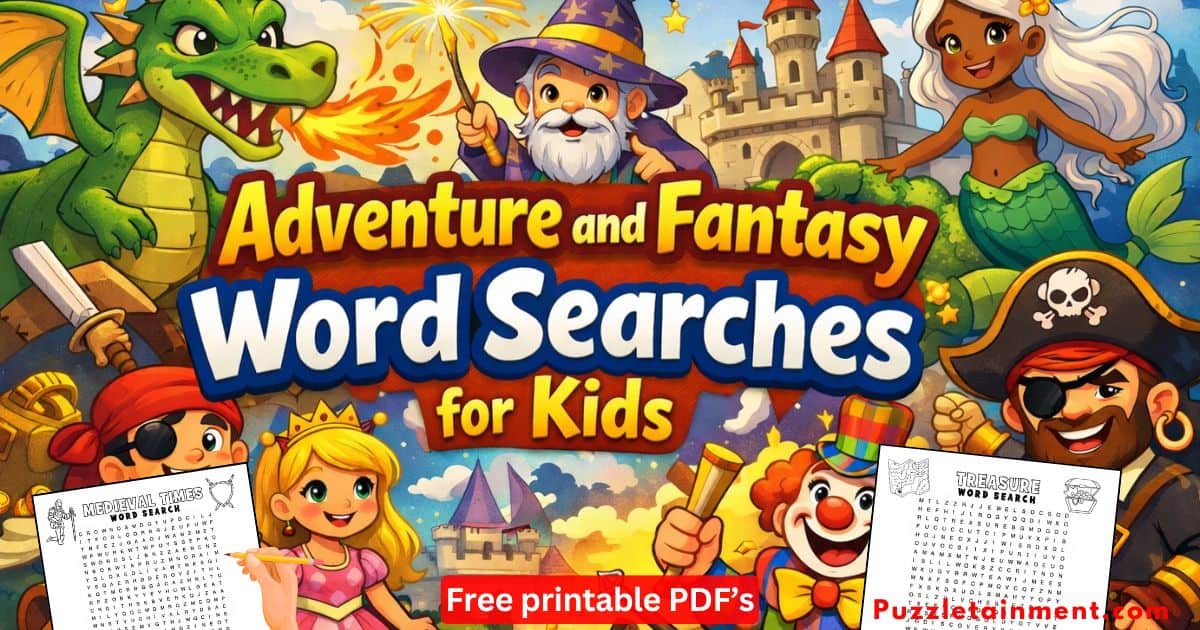 Adventure and Fantasy Word Searches for Kids (free printable PDFs ...